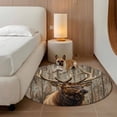 Brown Elk 3.3' Round Rug for Bedroom Reading Corner, Farmhouse Animals ...