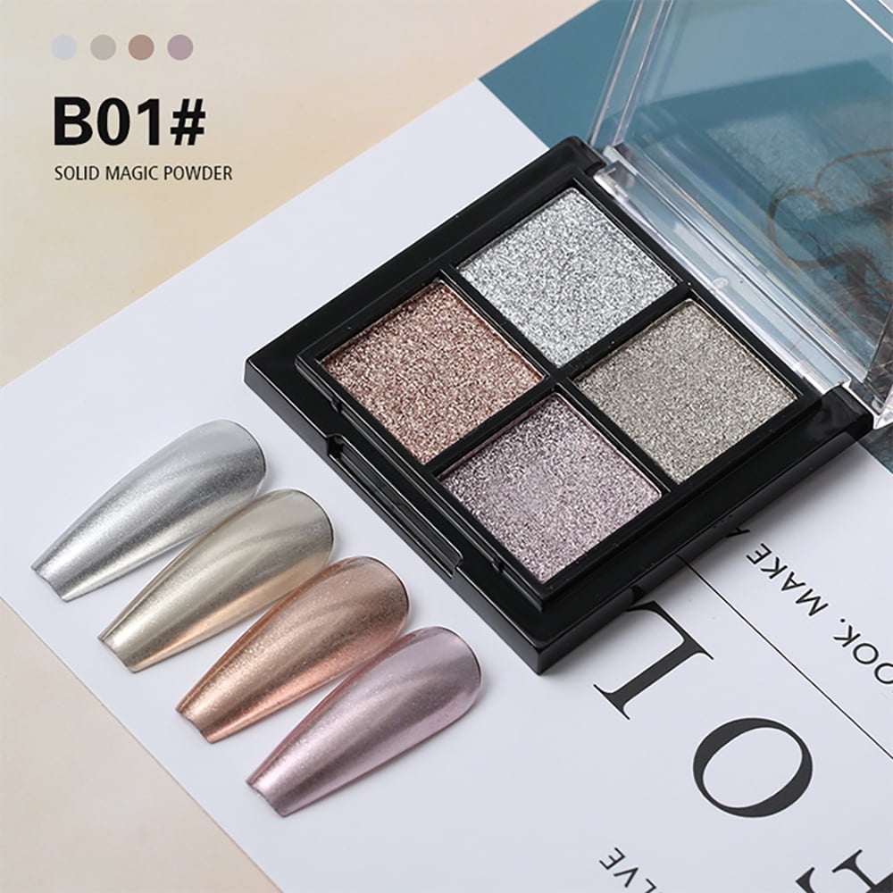 Gel in Fun Nail Art Four-Color Solid Magic Mirror Nail Powder, B01 ...