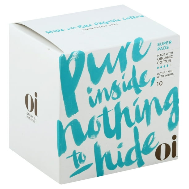 Oi Organic Cotton Pads - 10 Super Pads - Ultra-Thin and Winged ...