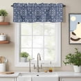 Kitchen Cafe Valance Curtain for Small Windows,Navy Blue Paisley Floral ...