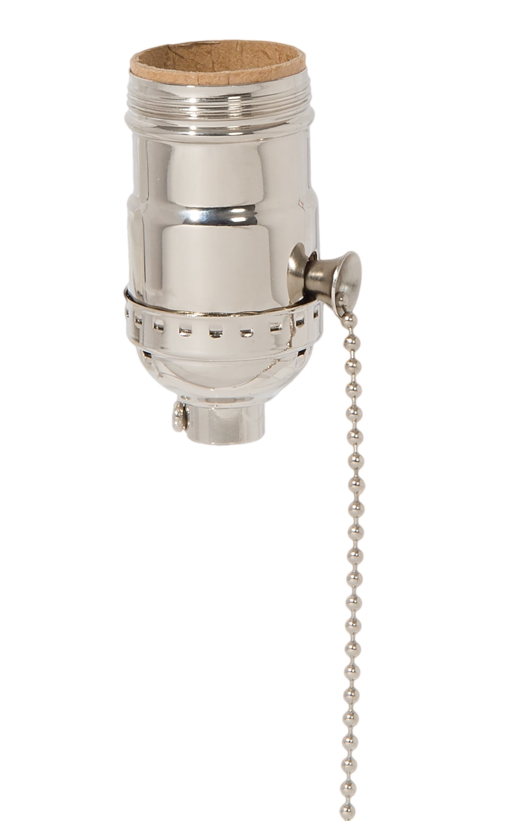 B&P Lamp® Brass Pull Chain Socket, Nickel Plated Finish, Pull Chain, On ...