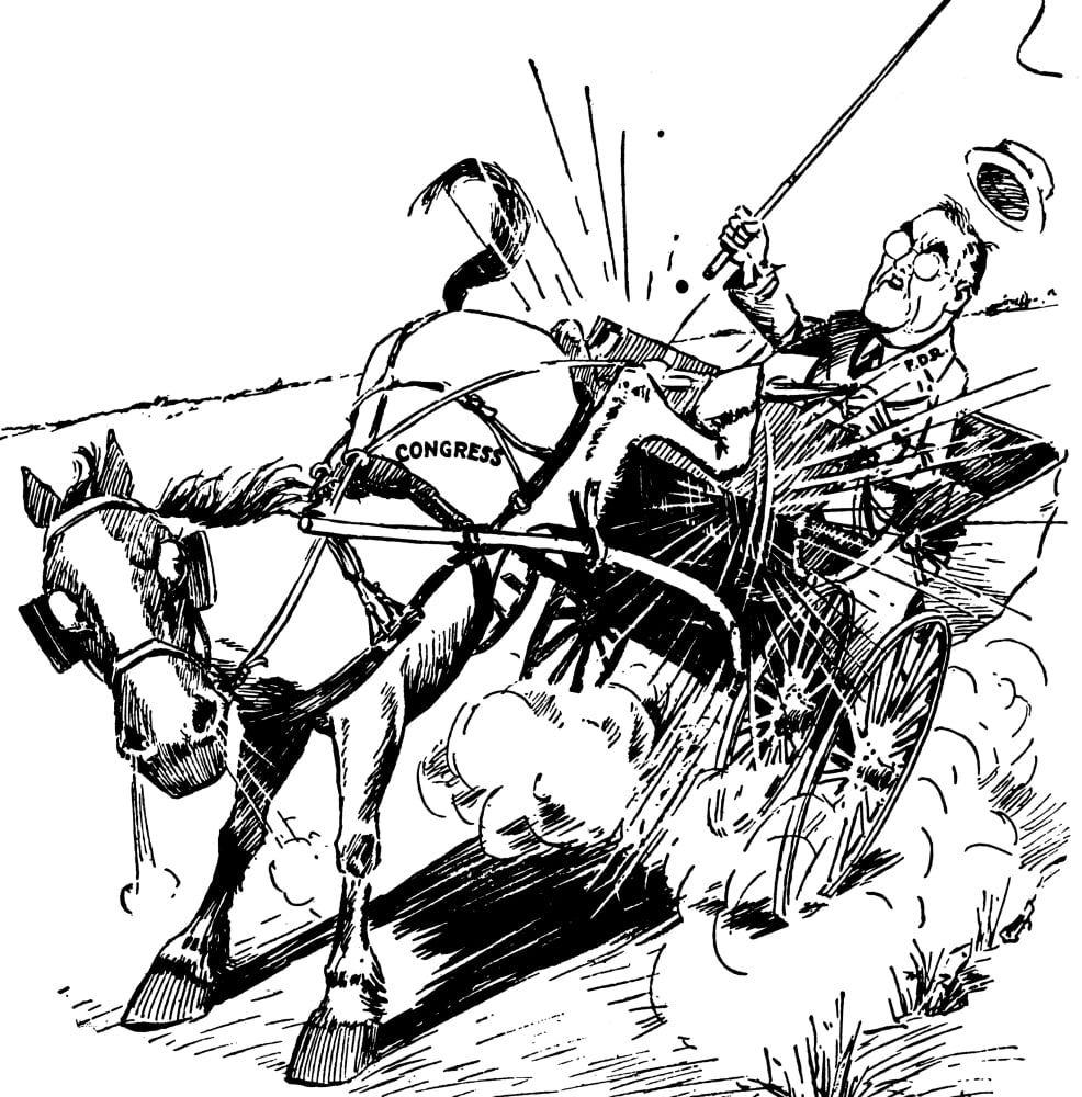 Cartoon: Court Packing, 1937. A Cartoon Showing The Congress Kicking Up ...