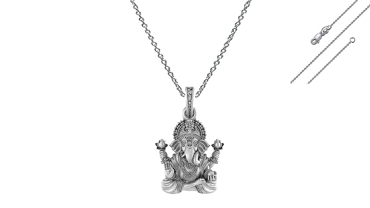 diollo Sterling Silver (92.5% purity) Goddess Durga Maa Chain Pendant ...