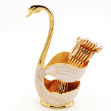 Coffee Spoon Set, Metal Swan Base with 6pcs Ice Cream Spoons Teaspoons ...