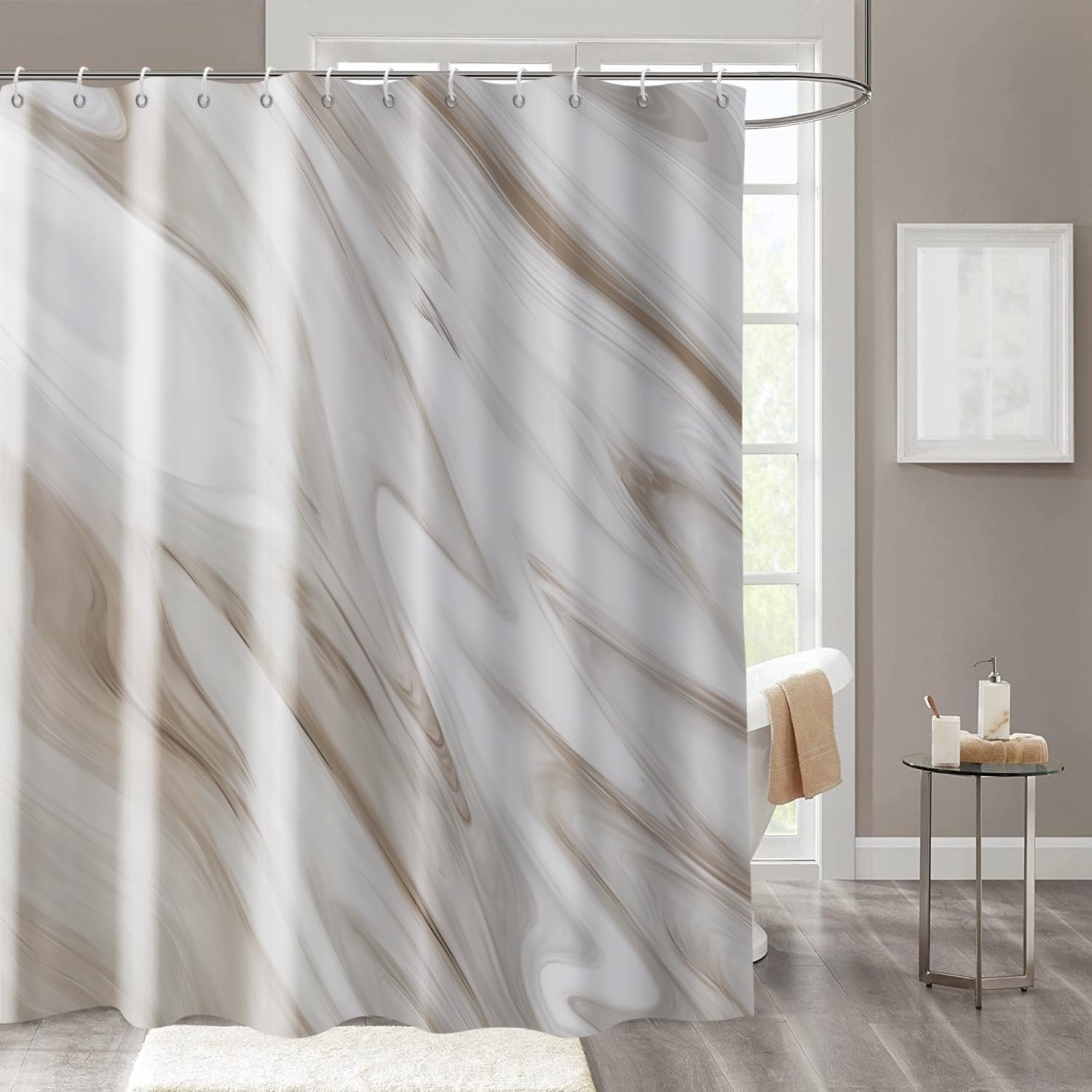 Click here for Bocica Brown Marble Shower Curtain  Grey Brown Mod... prices