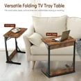 Vantic 24" Folding C Shaped End Table, Small Sofa Side Laptop Desk ...