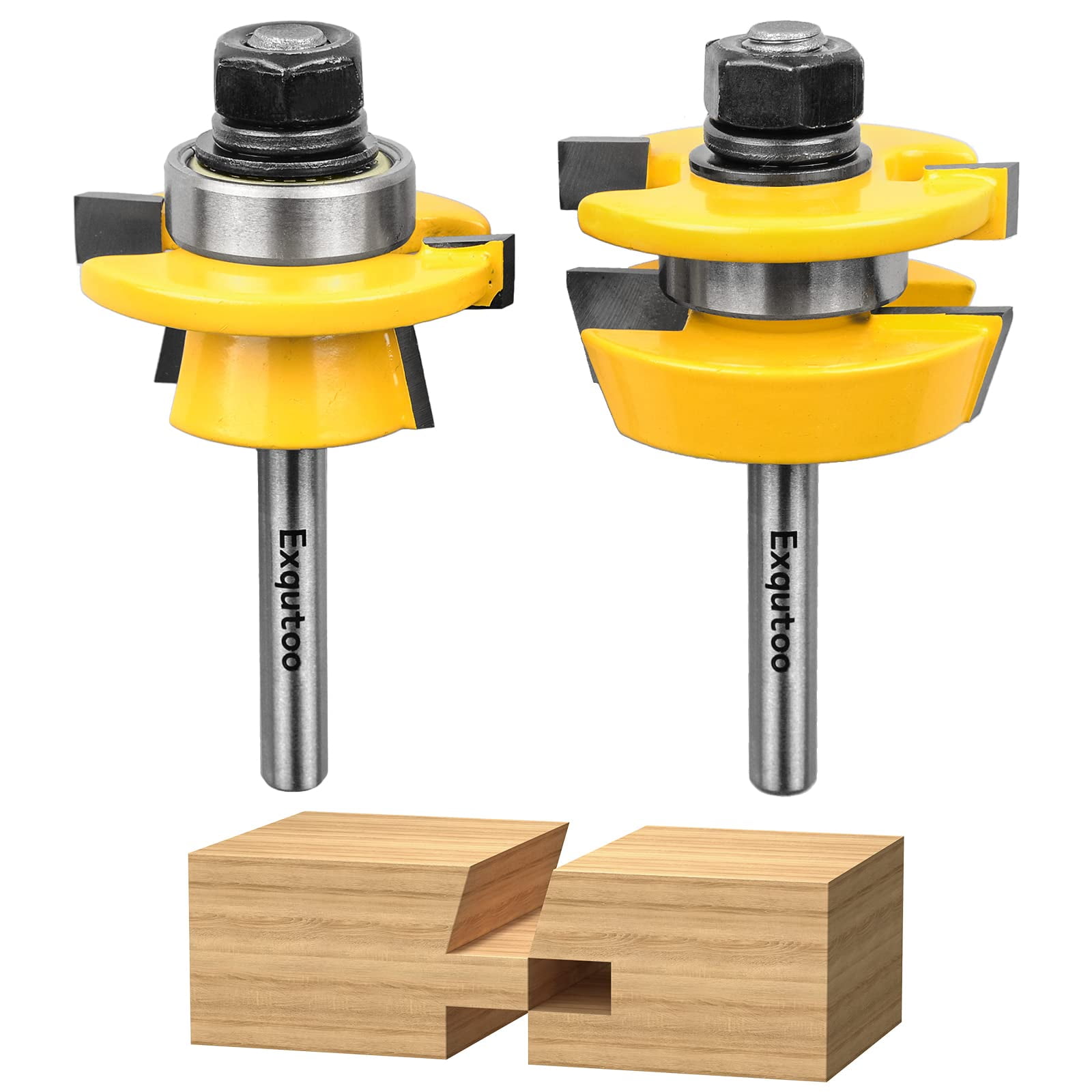 1/4-Inch Shank 2 Set Bevel Shaker Rail and Stile Router Bits, Rail and ...