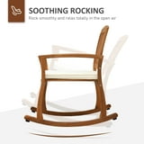 Outsunny Outdoor Rocking Chair with Cushion, Acacia Wood Patio Rocker ...