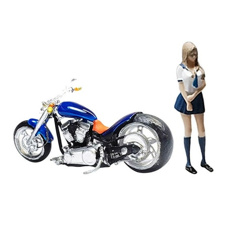 1:64 Scale Painted Figures Resin Girl is Riding Motorcycle Doll for ...