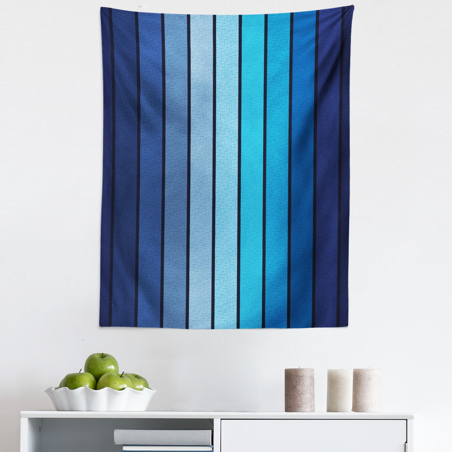 Navy Tapestry, Plaques in Marine Tones Border Lines Sketchy Details ...