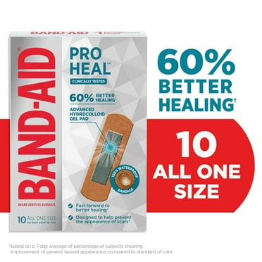 Band-Aid Brand All One Size Pro Heal Bandages, Hydrocolloid Pad, 10 ...