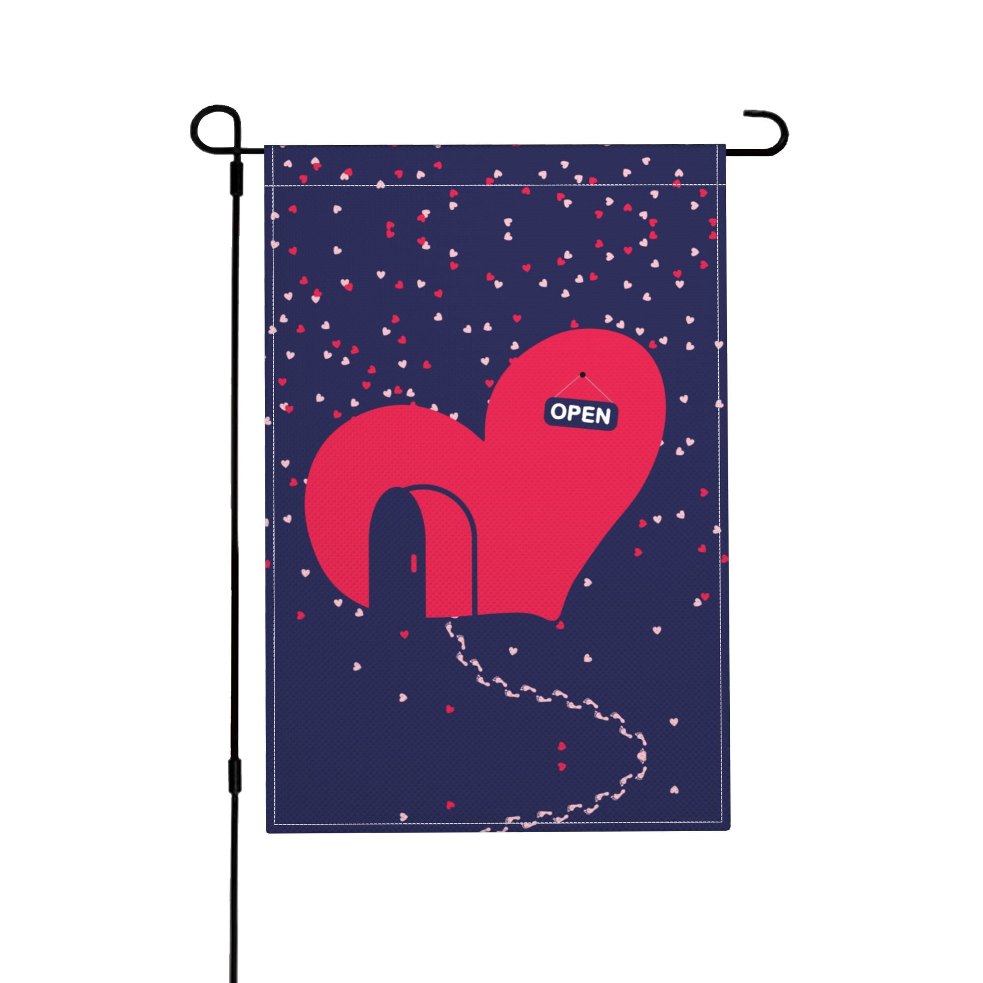 TEQUAN Welcome Heart Footprints Garden Flags, 18 x 12 inch Double Sided ...