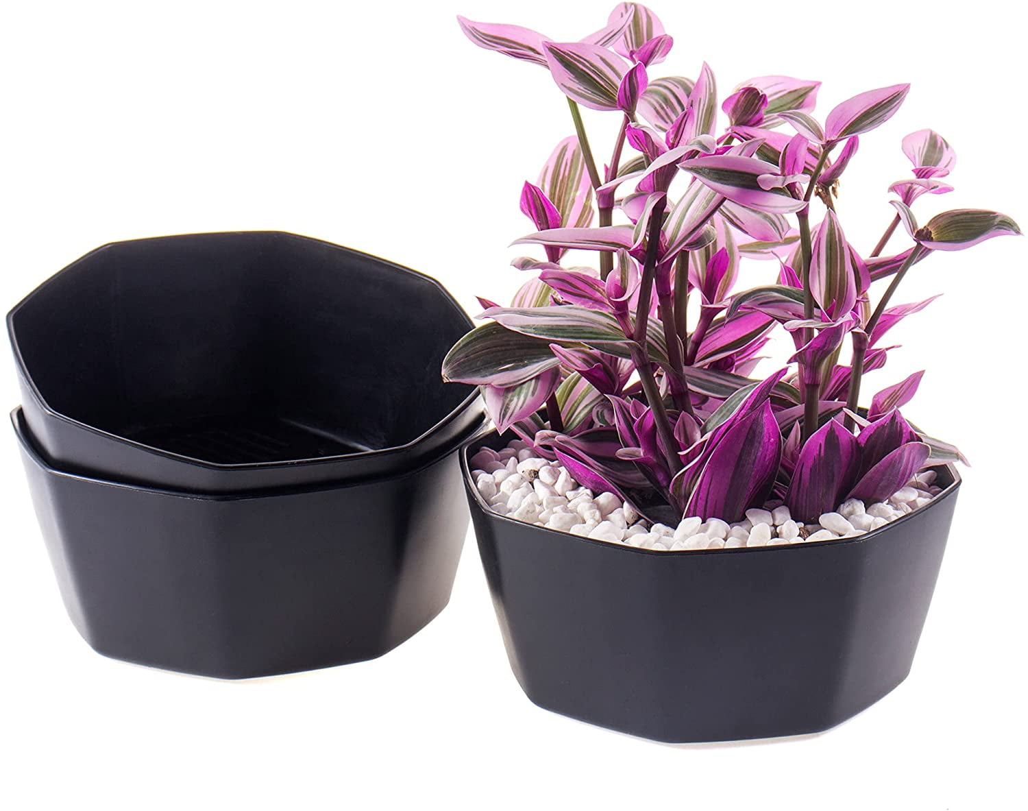 3 Pack Grey Flower Pots Outdoor Indoor Garden Planters, Plant ...