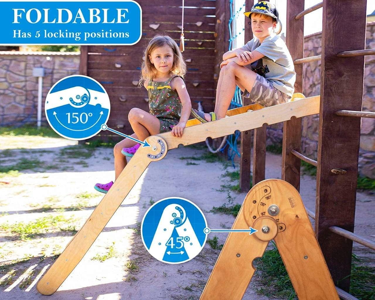 Buy Goodevas 2-in-1 Wooden Indoor/Outdoor Playset, Foldable Triangle ...