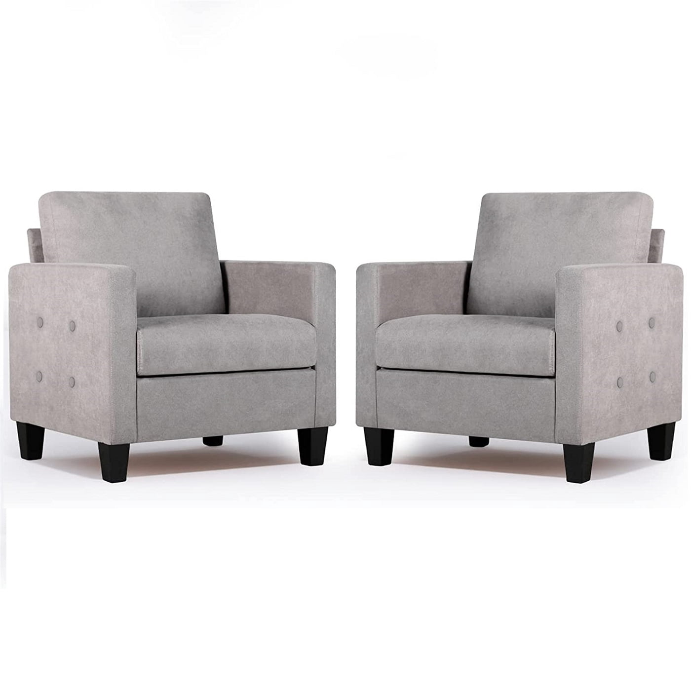 Coewske Living Room Accent Chairs Set of 2, Wood Button Tufted Armchair ...