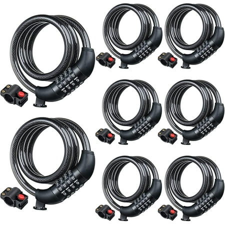 8 Pcs Bicycle Cable Locks High Security 4 Digit Bike Lock Cable with ...