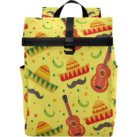 Mexican Cinco De Mayo Pattern Backpack Roll Top Daypack Laptop Work ...