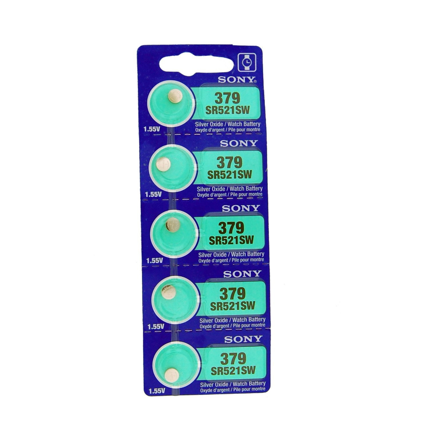 Sony Silver Oxide Batteries Size 379 (SR521SW)(Pack of 5) - Walmart.com