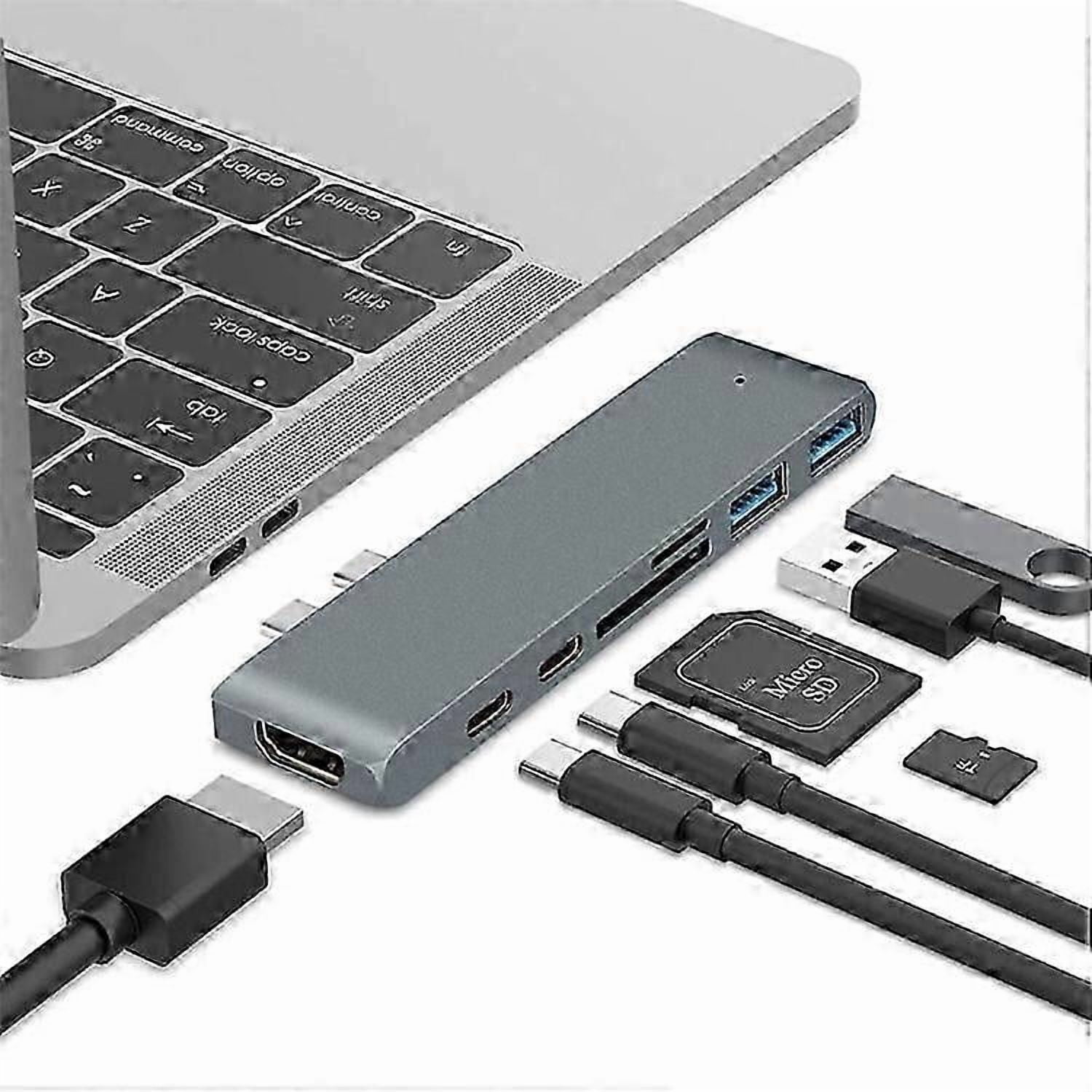 Dual USB-C Hub Type-C to Thunderbolt 3 + Type-C + 4K HDMI + USB 3.0 x 2 ...