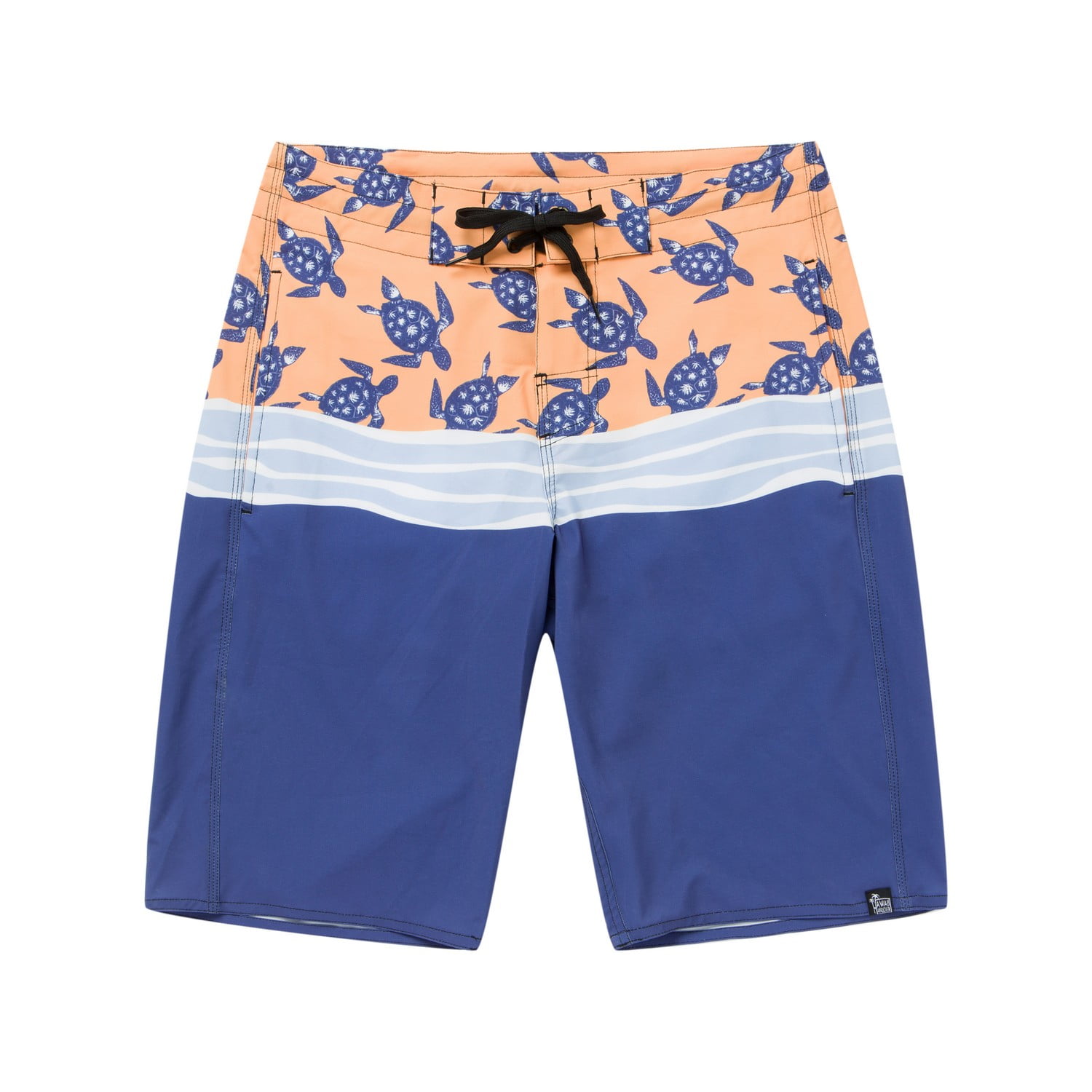 Men's Spandex Hawaiian Beach Board Shorts with Zipped Pocket in Honu ...