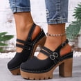 YLYL Women's Platforms Sandals Chunky High Heel Closed Round Toe Dressy ...