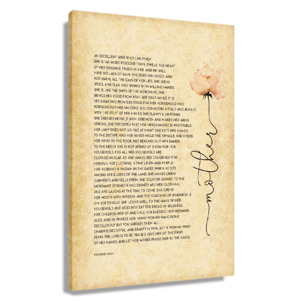 Vintage Proverbs Wall Art Bible Verse Poster With Flower Painting ...