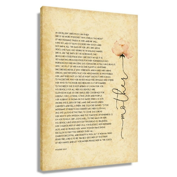 Vintage Proverbs Wall Art Bible Verse Poster With Flower Painting ...