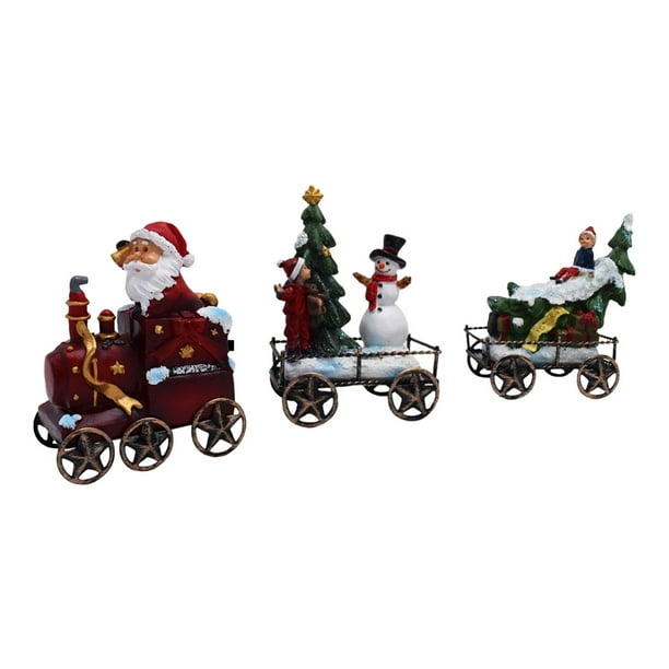 3 Pieces Santa Claus Christmas Train Statues Resin Crafts Prop Table ...