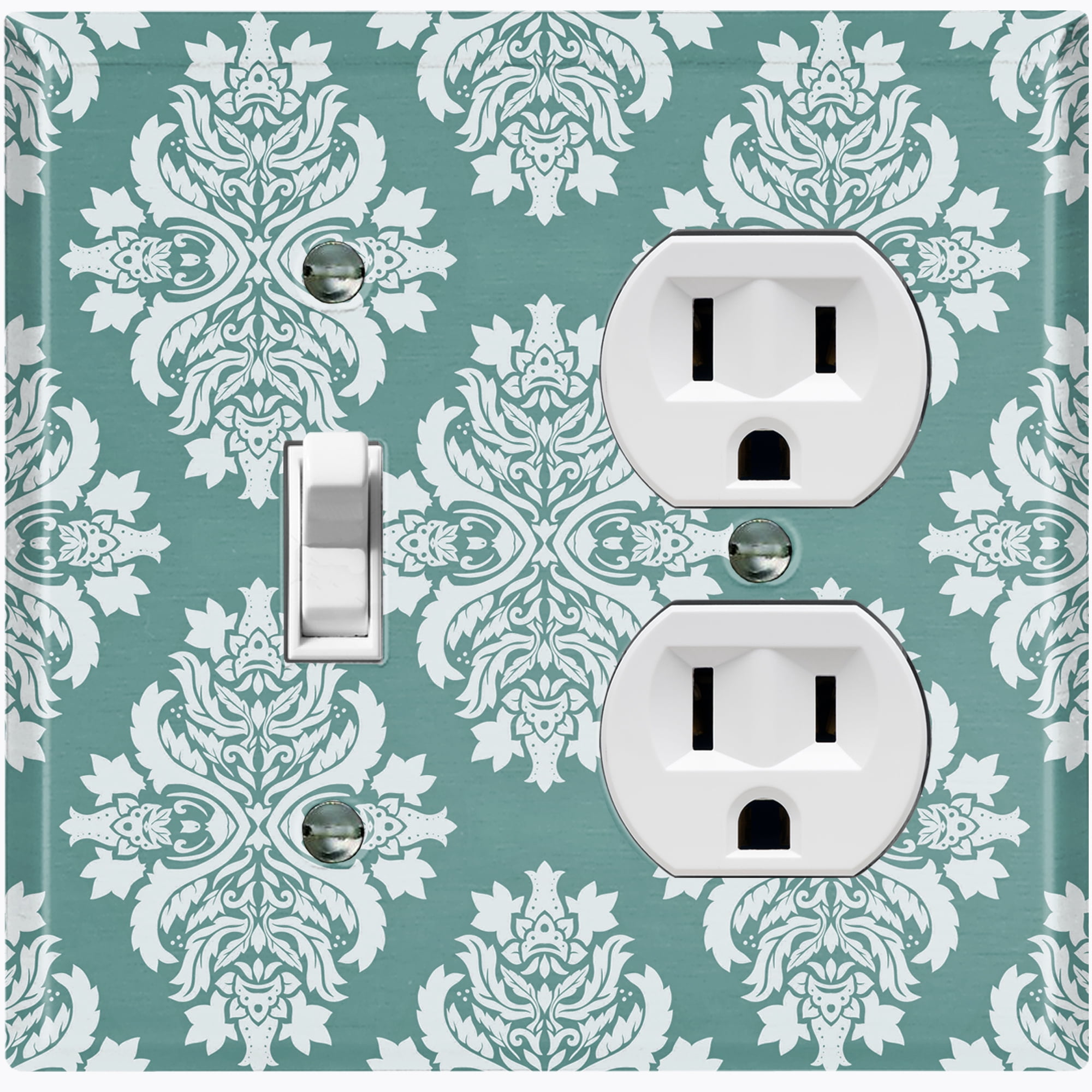 Metal Light Switch Plate Outlet Cover (Victorian Damask Flower Olive ...