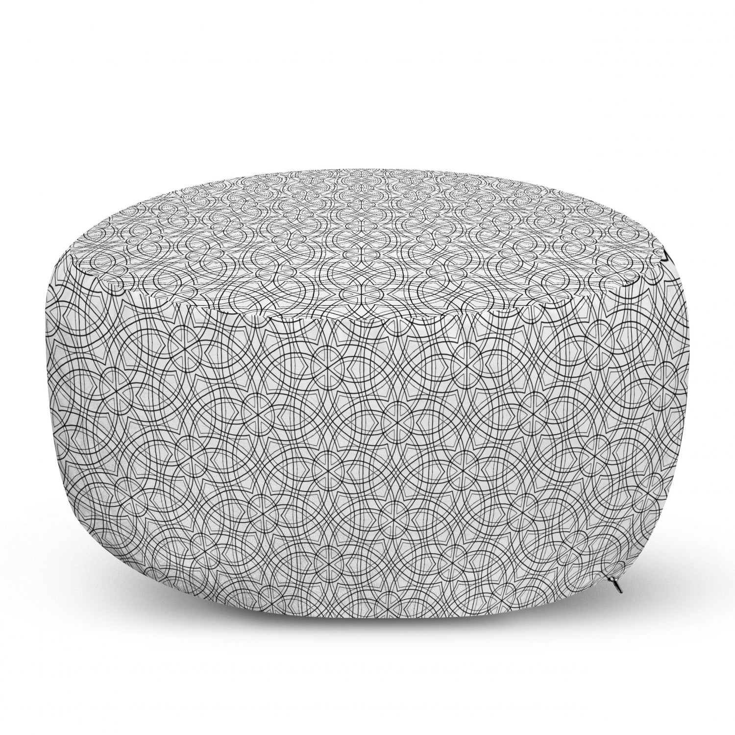Abstract Pouf Cover with Zipper, Geometric Circles Intersecting Round ...