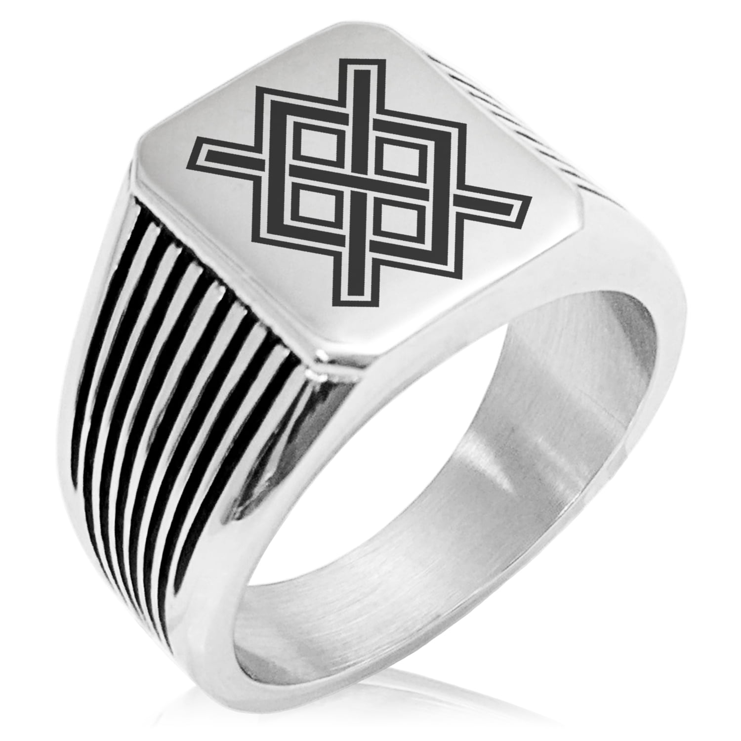 Stainless Steel Gungnir Rune Viking Norse Needle Stripe Pattern Biker ...