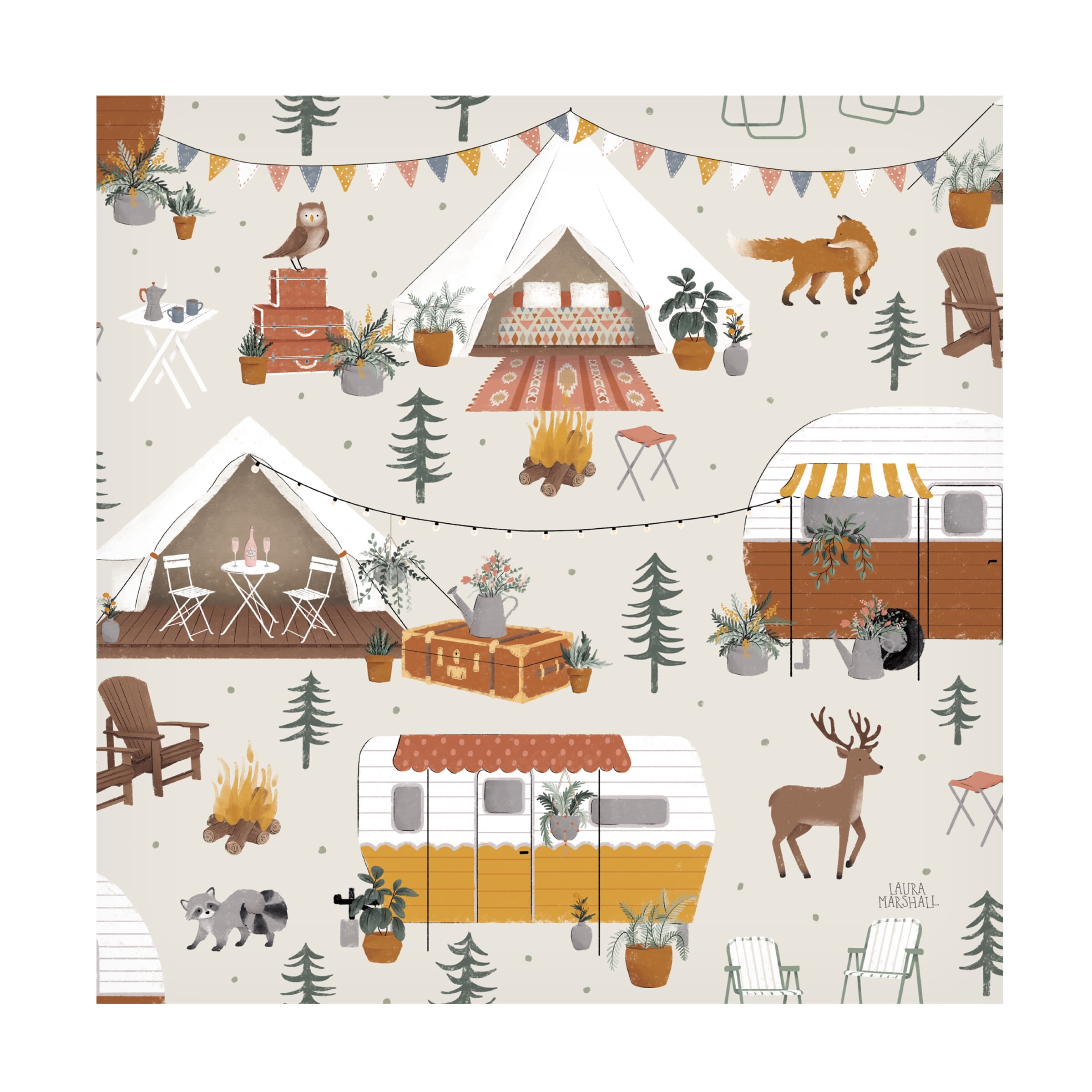 Laura Marshall 'Gone Glamping Pattern IA' Canvas Art - Walmart.com
