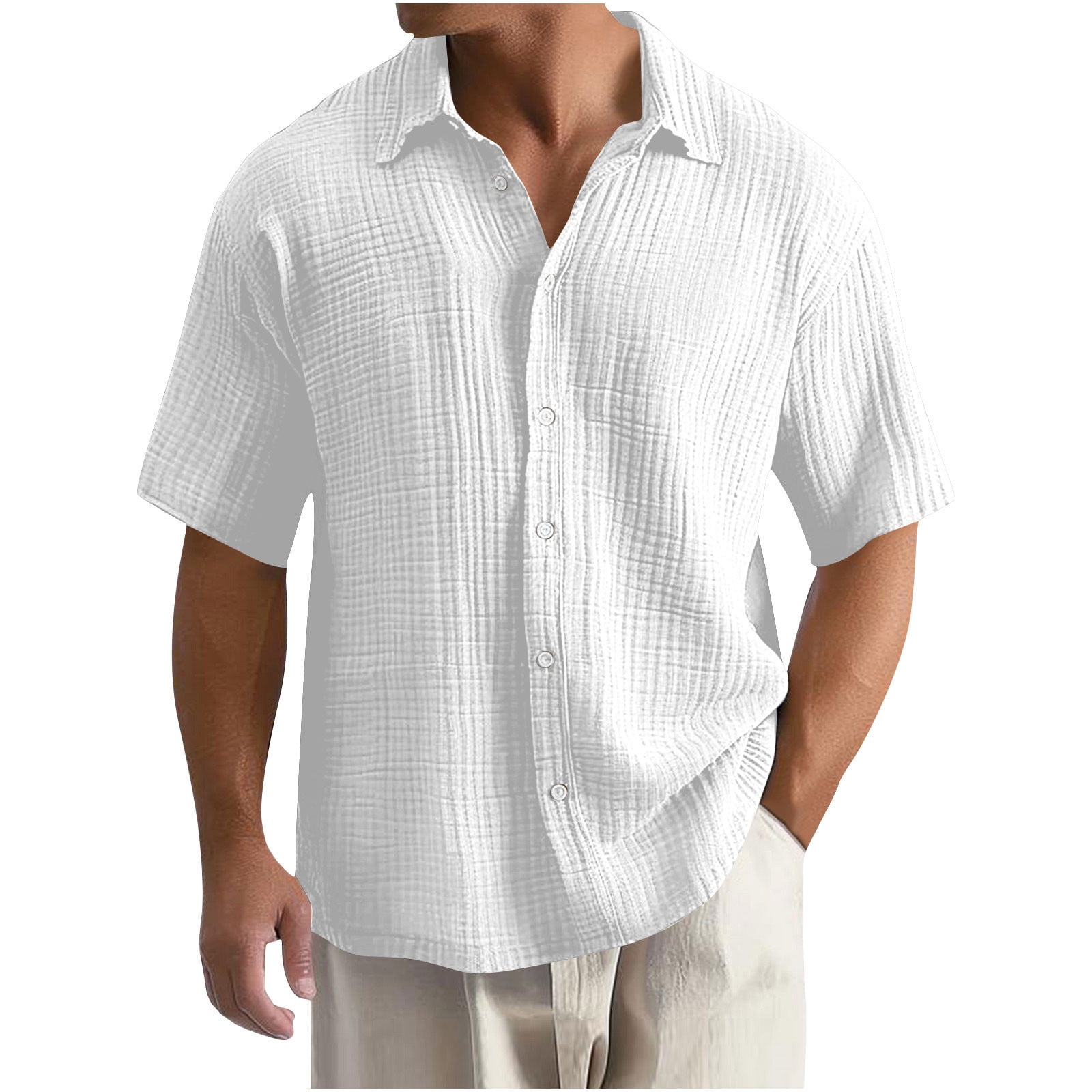 Click here for Kalauyu Mens Linen Shirts Casual Short Sleeve Butt... prices