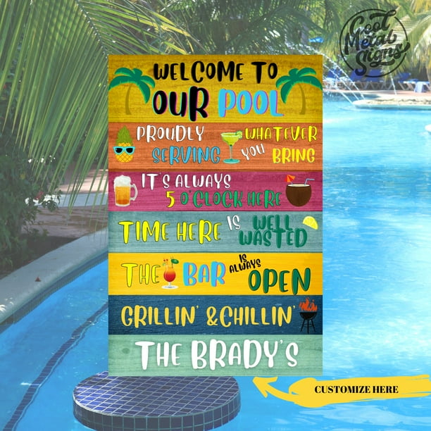 Personalized Pool Metal Sign, Funny Pool Sign, Pool Backyard Decor ...