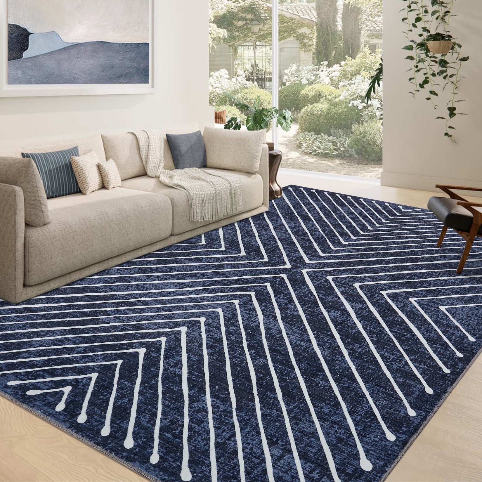 Click here for Yusazens 9x12 Modern Geometric Stripe Area Rug Was... prices