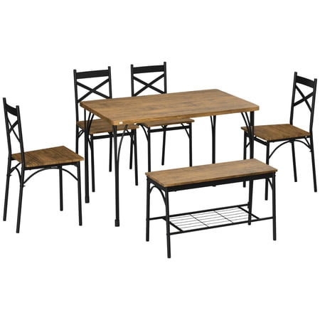 Dining Table Set for 6 People 6 Piece Kitchen Table and Chairs Set ...