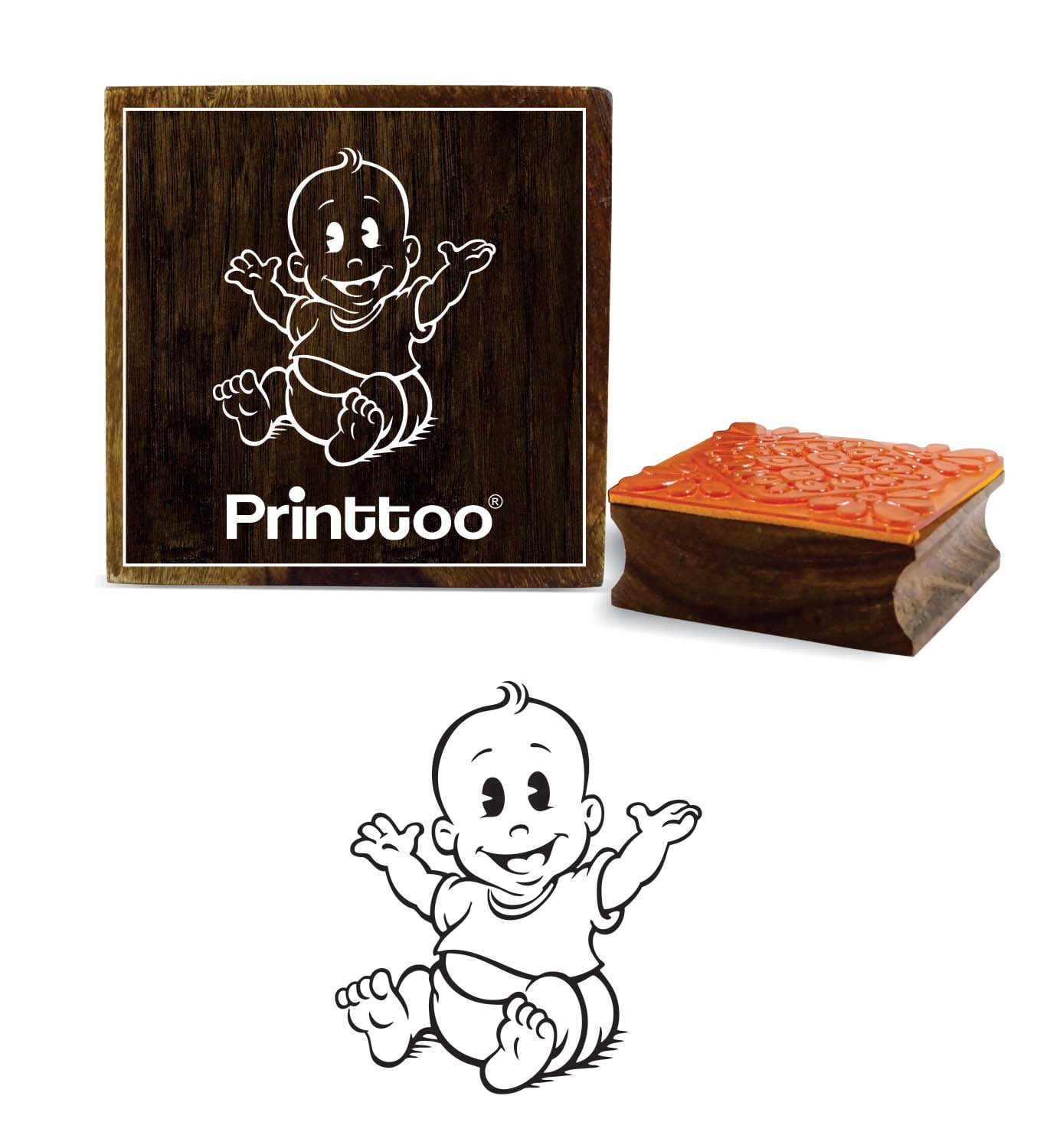 Printtoo Baby Boy Design Square Rubber Baby Shower Stamp Scrap-booking ...