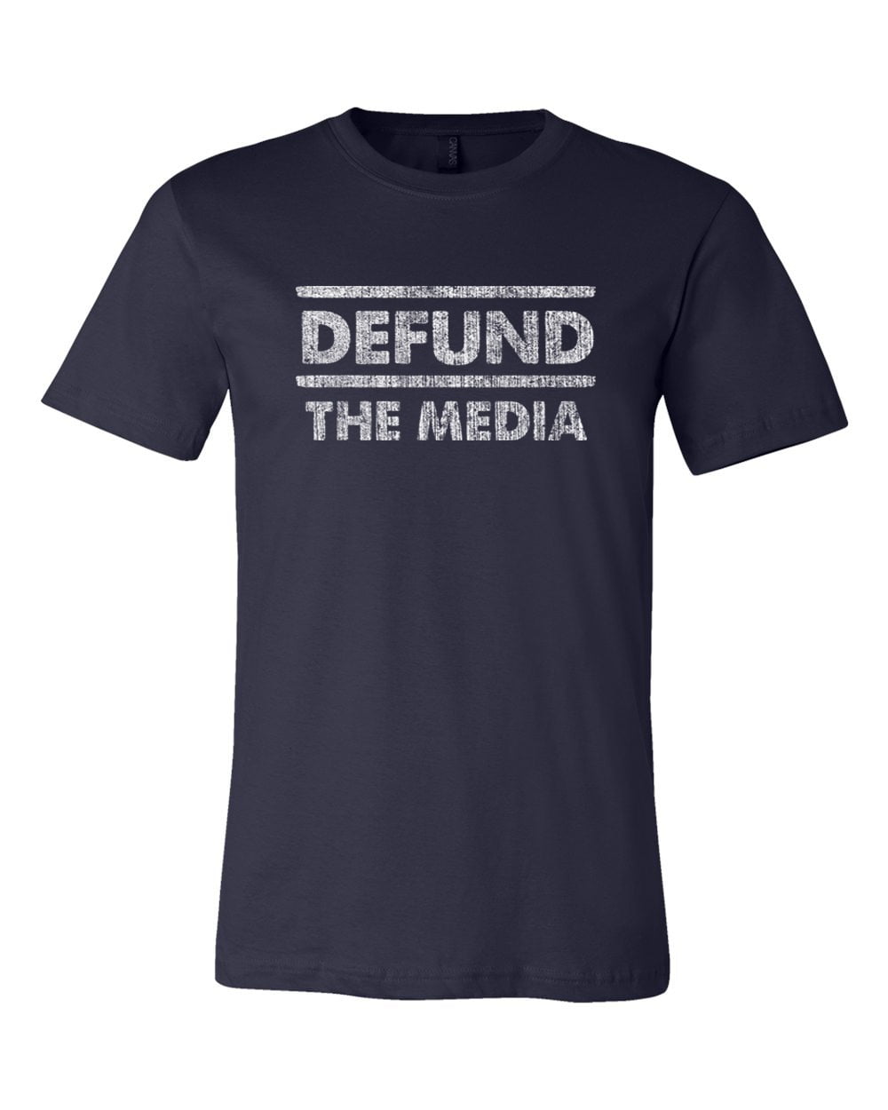 Defund the Media Distressed Logo T-Shirt -Navy (S) - Walmart.com