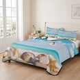78x90in Quilt Bedding Set, Summer Ocean Beach Shell Starfish ...