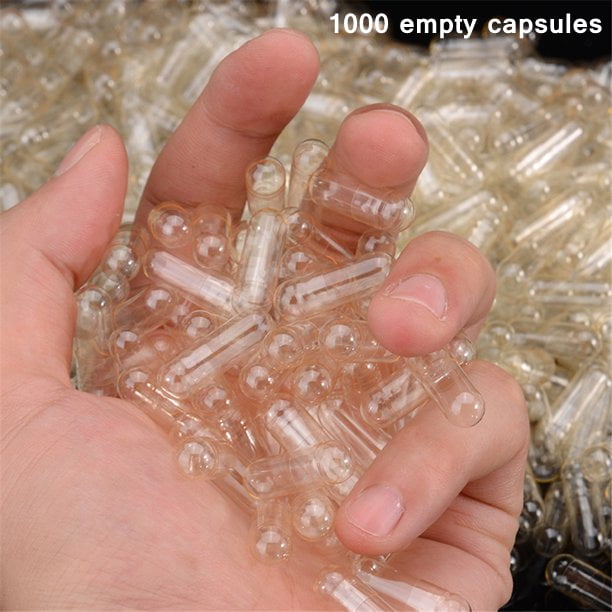 1000Pcs Empty Gelatin Capsules Size 0 - Clear Gelatin Separated Capsule ...