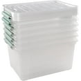 Plastic Storage Bin, Stackable and Nestable Storage Boxes with White Lids and Secure Latching ...