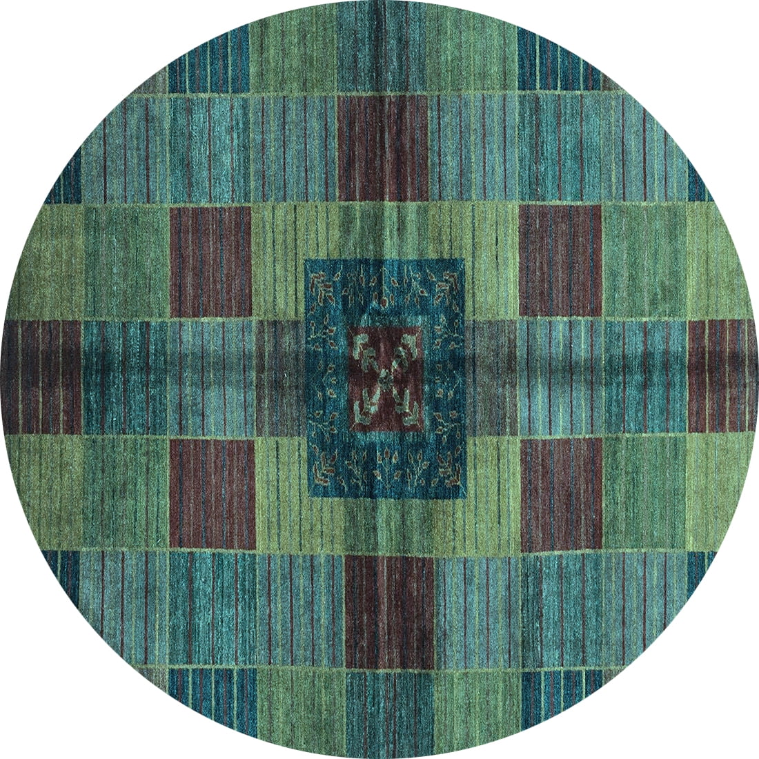 Ahgly Company Indoor Round Checkered Light Blue Modern Area Rugs, 5 ...