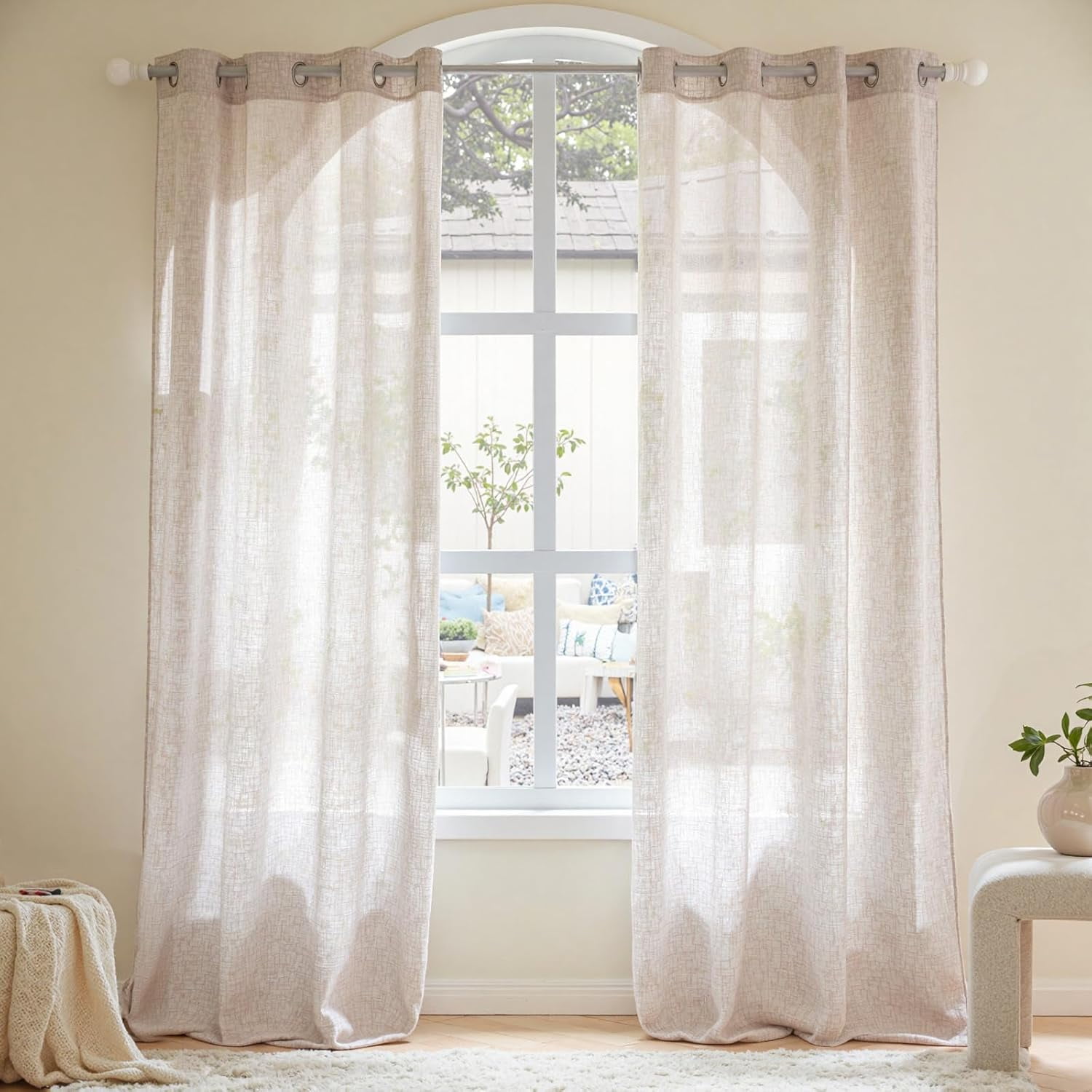 Click here for Siabc-Natural White Linen Curtains 84 Inch Length... prices