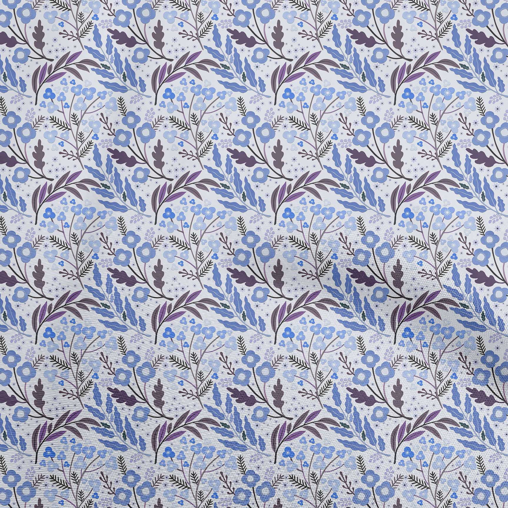 oneOone Cotton Cambric Light Blue Fabric Florals Dress Material Fabric ...