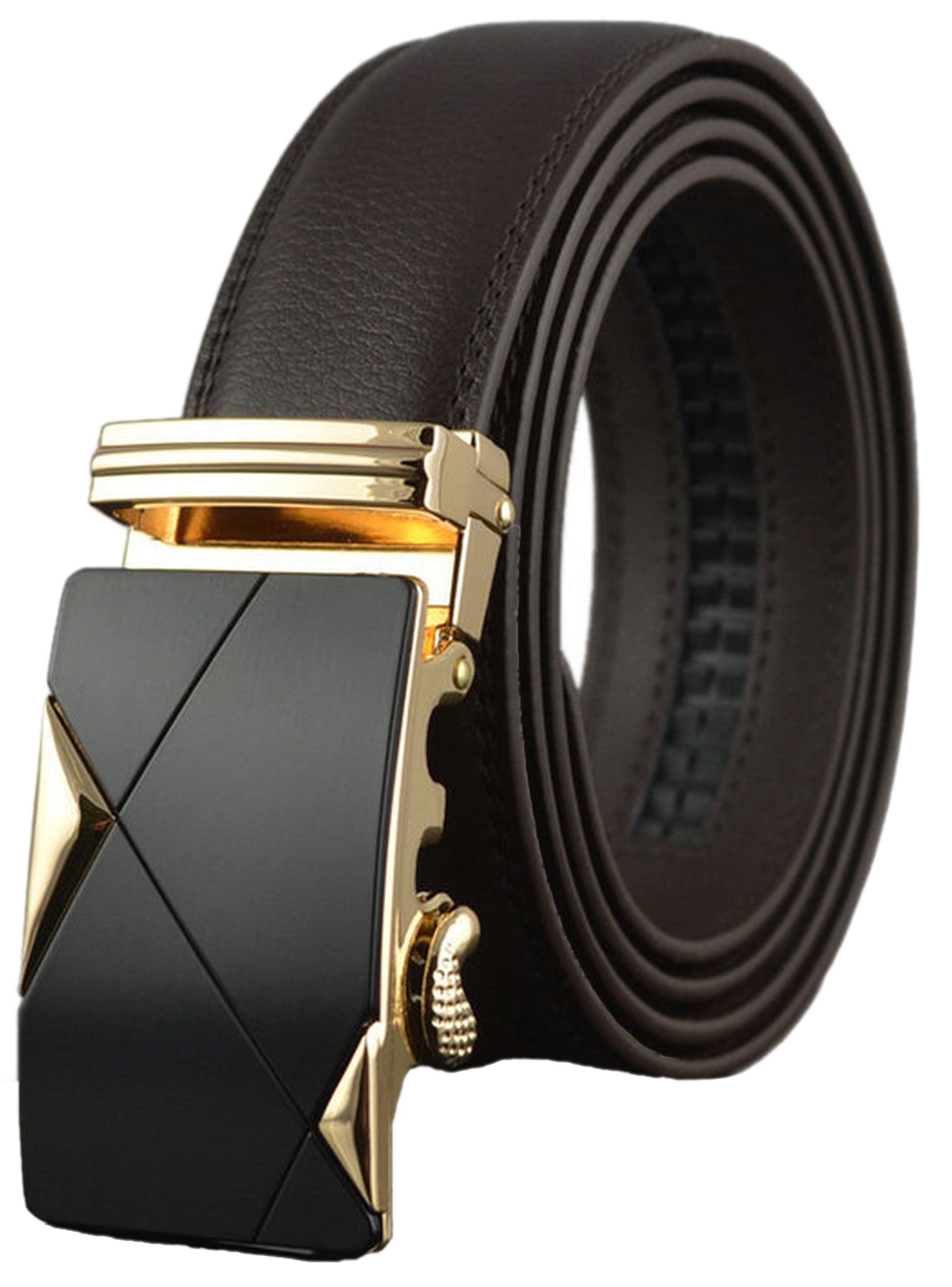 Men's Dress Belt Leather Automatic Buckle Ratchet Belt, Adjustable ...