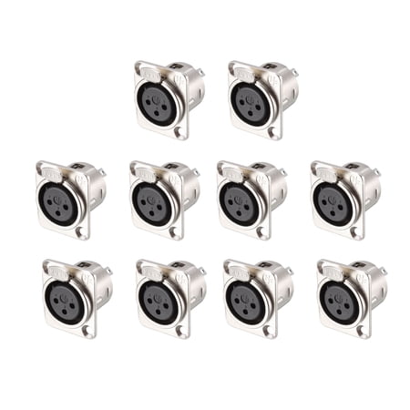 3-Pin XLR Female Jack Panel Mount For Microphone Connector Adapter ...