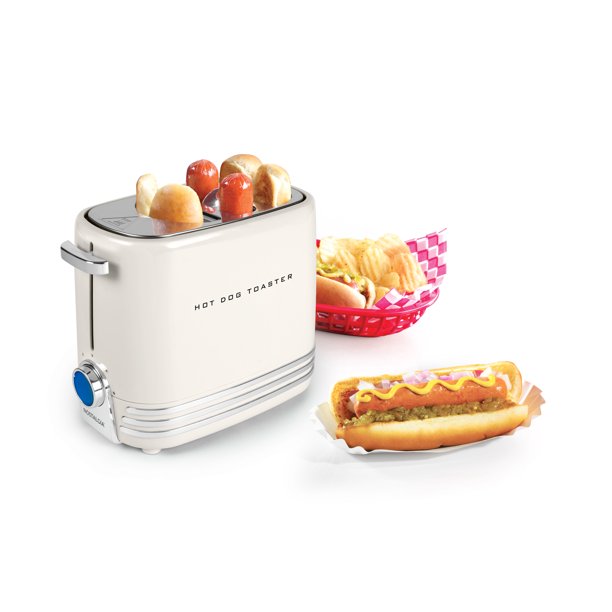 Nostalgia NHDT900CRM Pop-Up 2 Hot Dog and Bun Toaster With Mini Tongs ...
