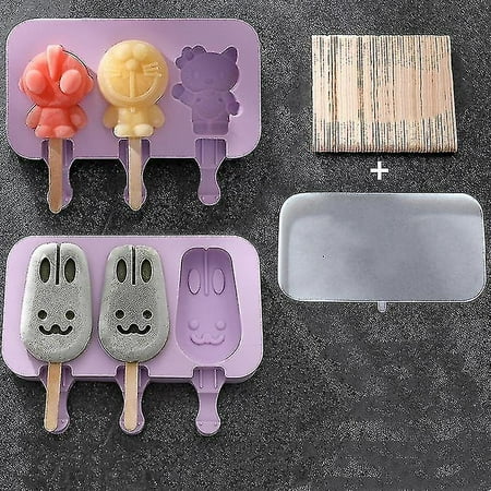 Diy Homemade Cute Cartoon Ice Cream Mold Silicone Reusable Popsicle Ma ...