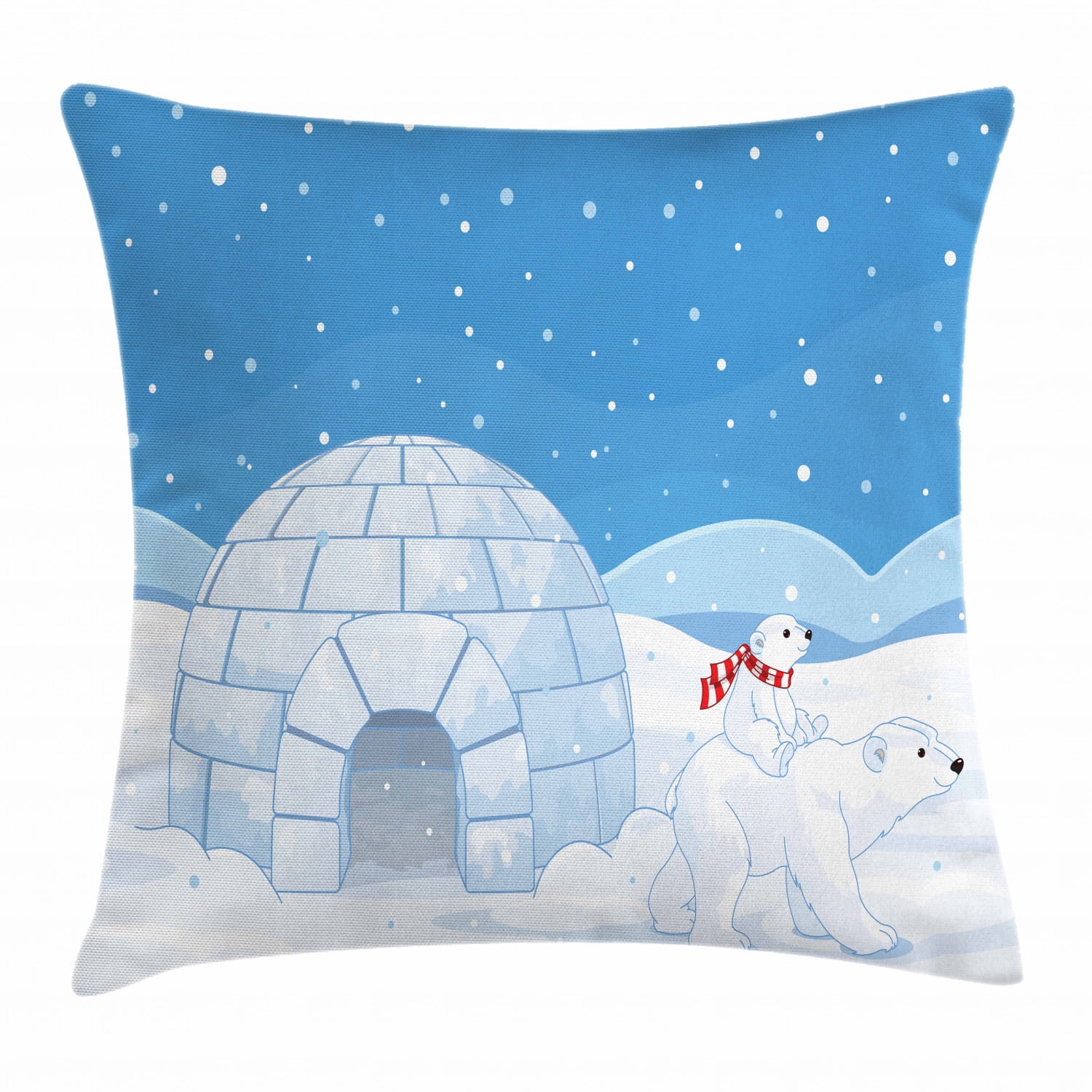 Polar Bear Throw Pillow Cushion Cover, Mom Polar Bear Riding Her Baby ...
