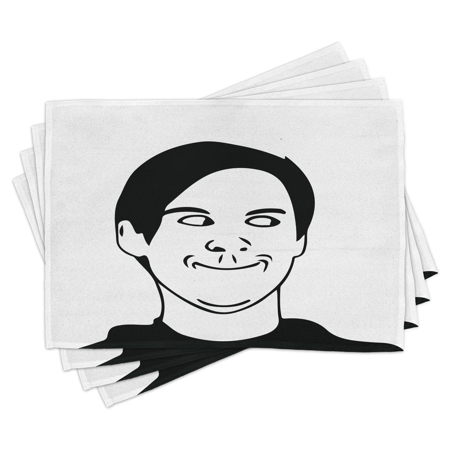 Ambesonne Humor Place Mats Set of 4, Oh Crap Troll Face Guy, Standard ...